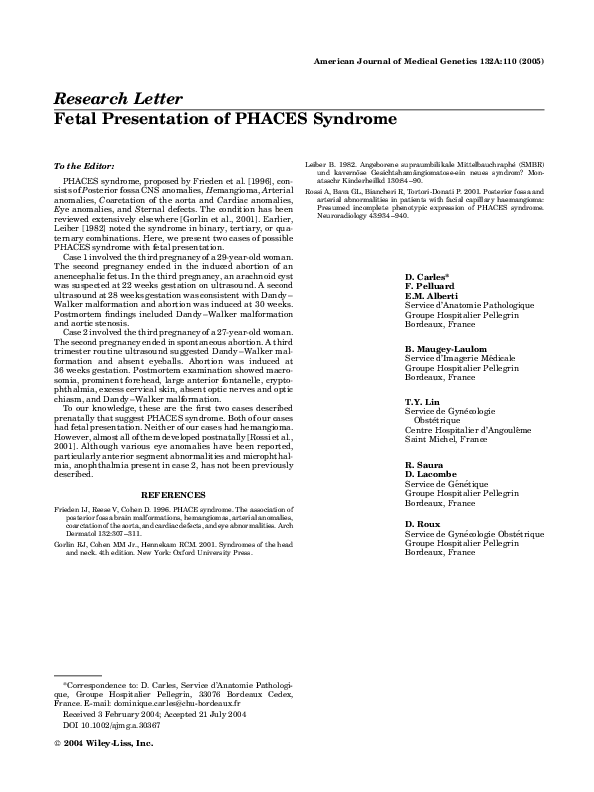 (PDF) Fetal presentation of PHACES syndrome