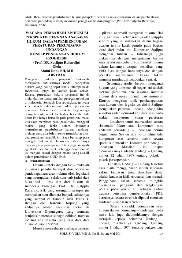 (PDF) WACANA PEMBAHARUAN HUKUM PERSPEKTIF PERANAN ASAS-ASAS HUKUM DALAM PEMBENTUKAN PERATURAN ...