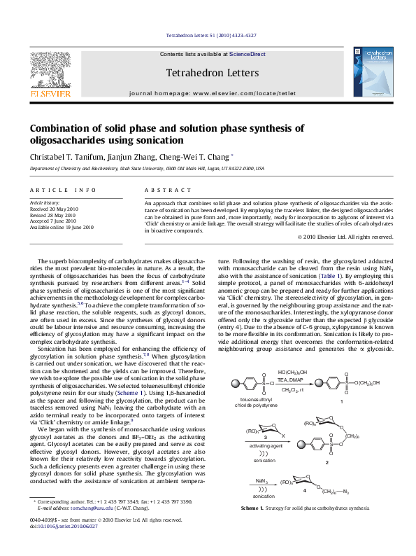 (PDF) Combination of solid phase and solution phase synthesis of ...