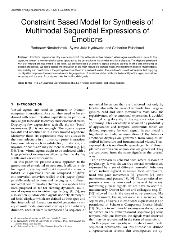 (PDF) Constraint-Based Model for Synthesis of Multimodal Sequential Expressions of Emotions