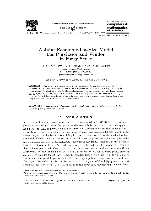 (PDF) A joint economic-lot-size model for purchaser and vendor in fuzzy ...