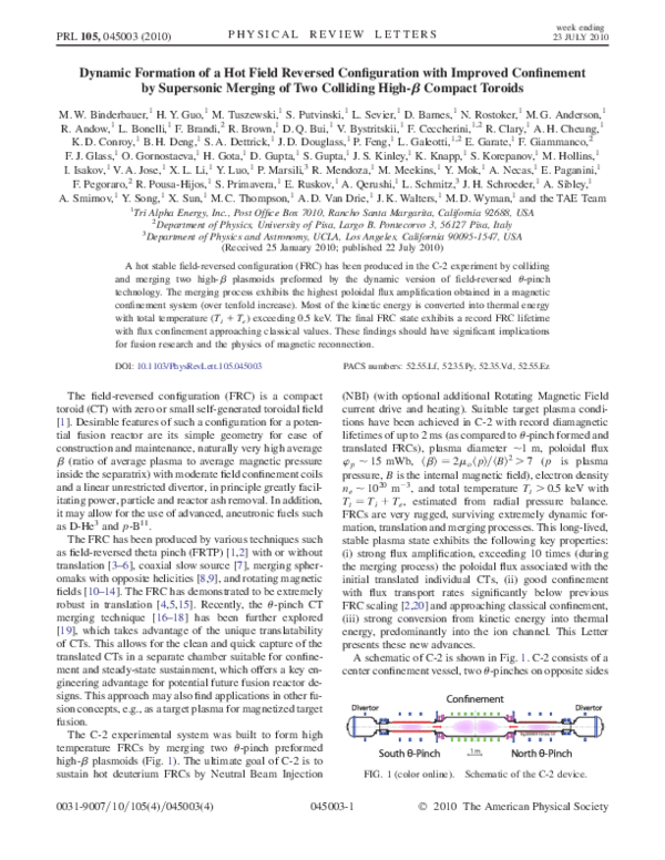 (PDF) Dynamic Formation of a Hot Field Reversed Configuration with ...