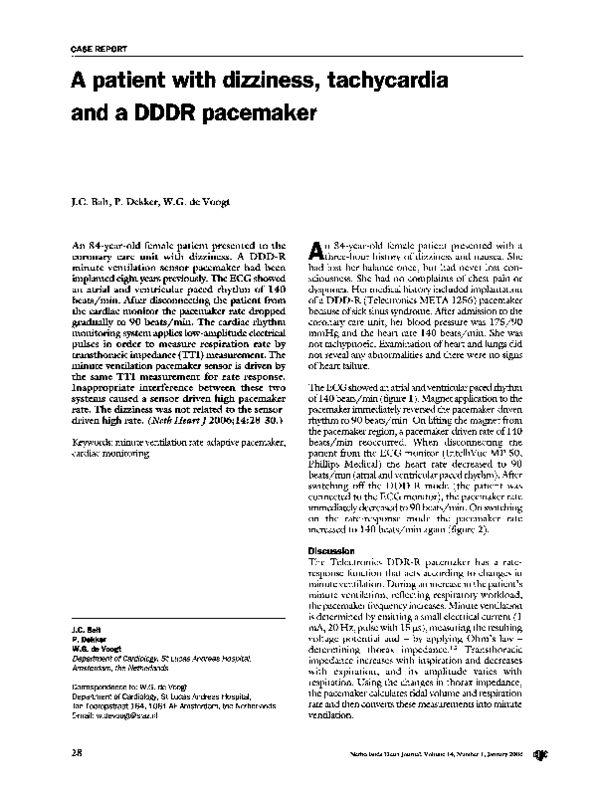 (PDF) A patient with dizziness, tachycardia and a DDDR pacemaker