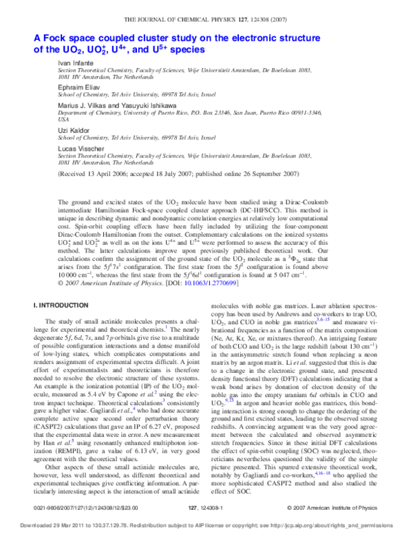 (PDF) A Fock space coupled cluster study on the electronic structure of ...
