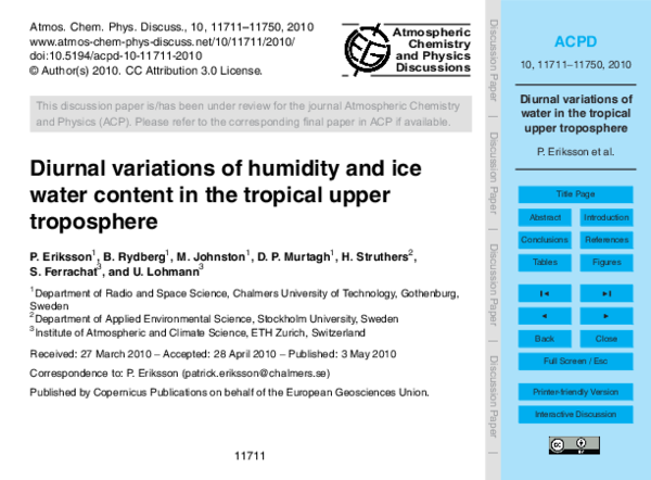 (PDF) Diurnal variations of humidity and ice water content in the ...