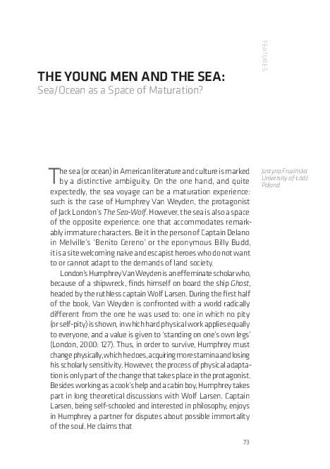 The Young Men and the Sea: Sea/Ocean as a Space of Maturation?