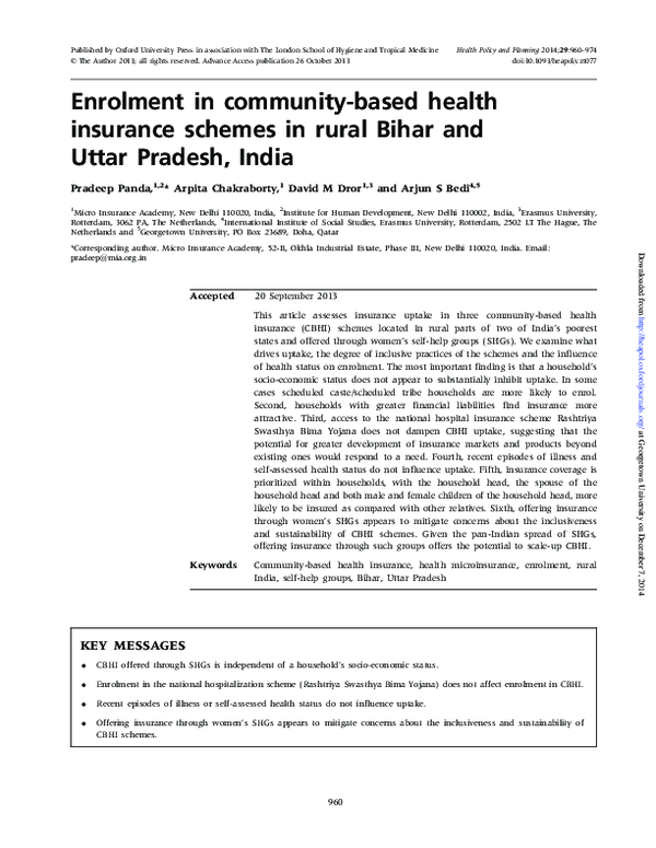 (PDF) Enrolment in community-based health insurance schemes in rural ...