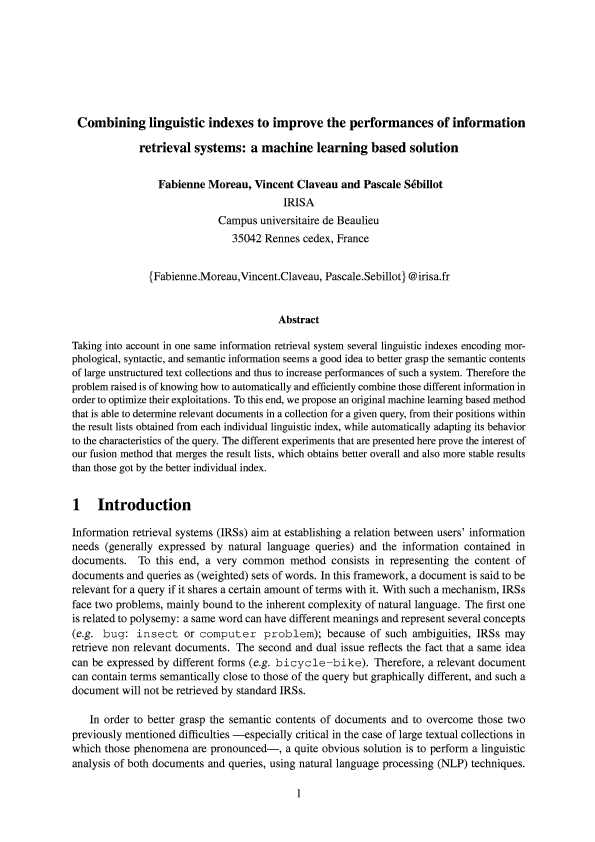 (PDF) Combining linguistic indexes to improve the performances of information retrieval systems ...
