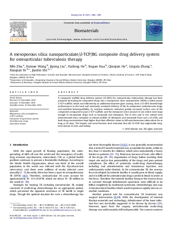 (PDF) A mesoporous silica nanoparticulate/ β-TCP/BG composite drug delivery system for ...