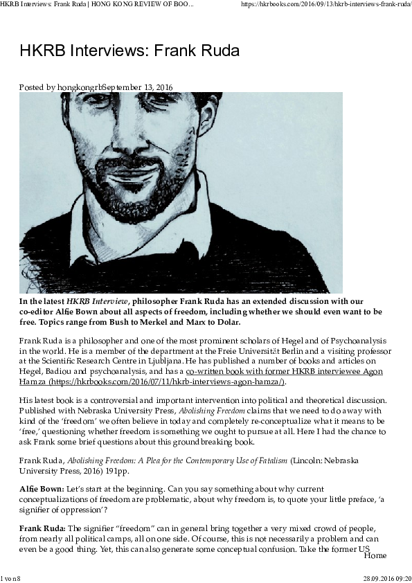 (PDF) Hong Kong Review of Books Interviews: Frank Ruda | Frank Ruda ...