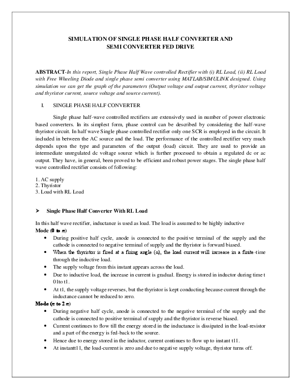 (PDF) SINGLE PHASE HALF CONVERTER WITH RL&RL USING FWD AND SEMI ...