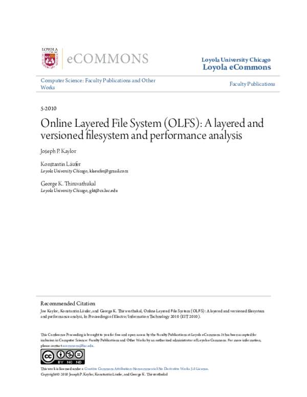 (PDF) Online Layered File System (OLFS): A layered and versioned ...