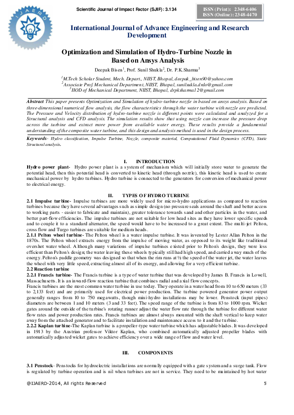 Pdf Optimization And Simulation Of Hydro Turbine Nozzle In Based On Ansys Analysis