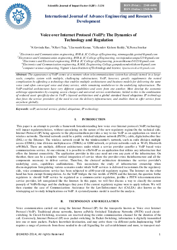 (PDF) Voice over Internet Protocol (VoIP): The Dynamics of Technology ...