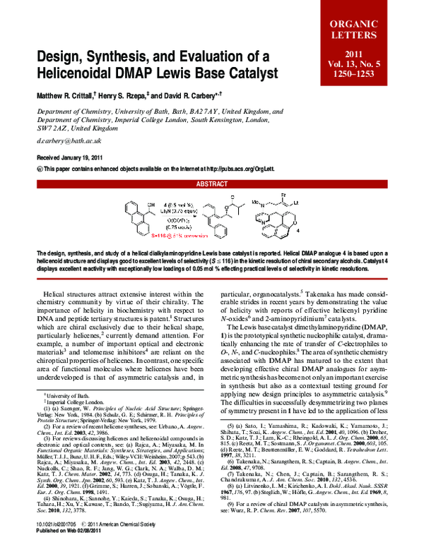 (PDF) Design, Synthesis, and Evaluation of a Helicenoidal DMAP Lewis ...