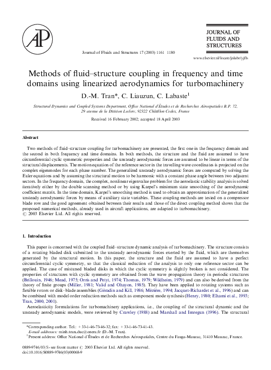 (PDF) Methods of fluid–structure coupling in frequency and time domains using linearized ...
