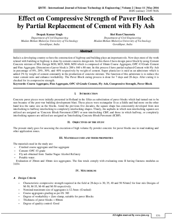 (PDF) Effect on Compressive Strength of Paver Block by Partial ...