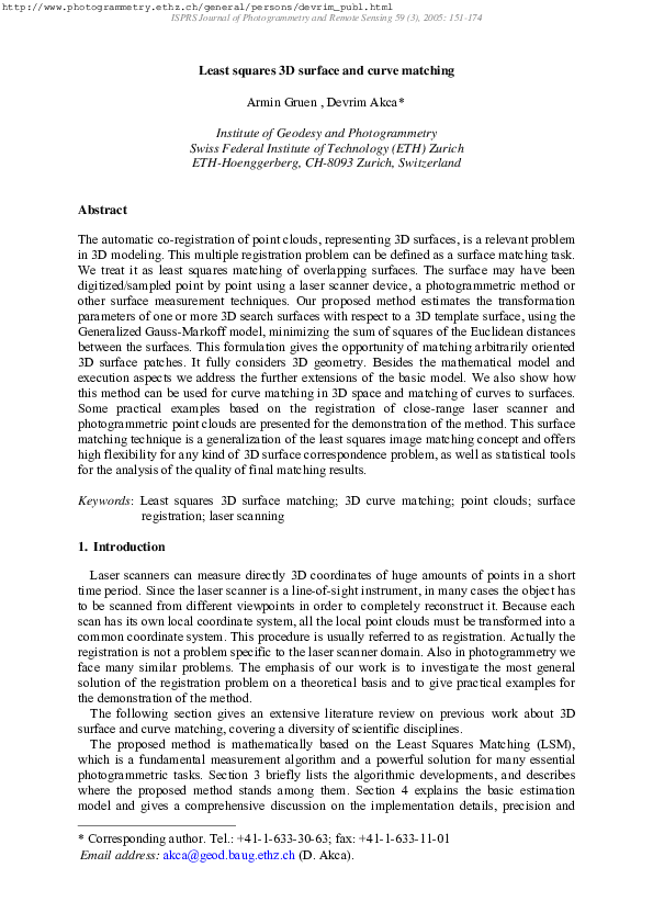 Pdf Least Squares 3d Surface And Curve Matching