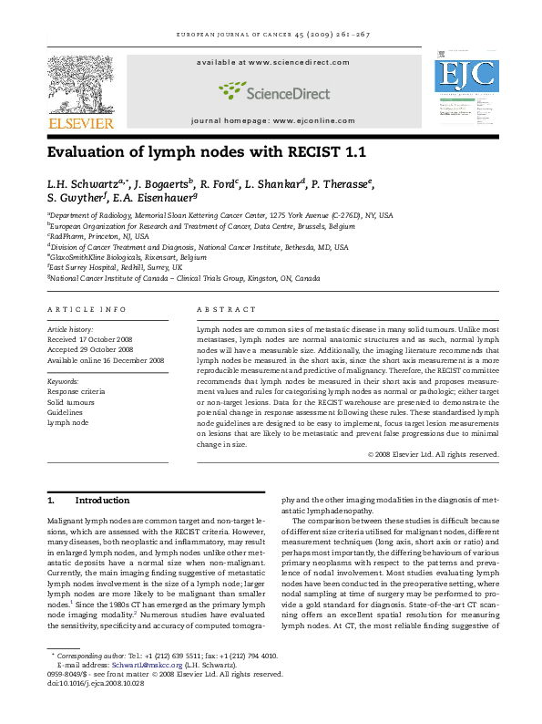 (PDF) Evaluation of lymph nodes with RECIST 1.1