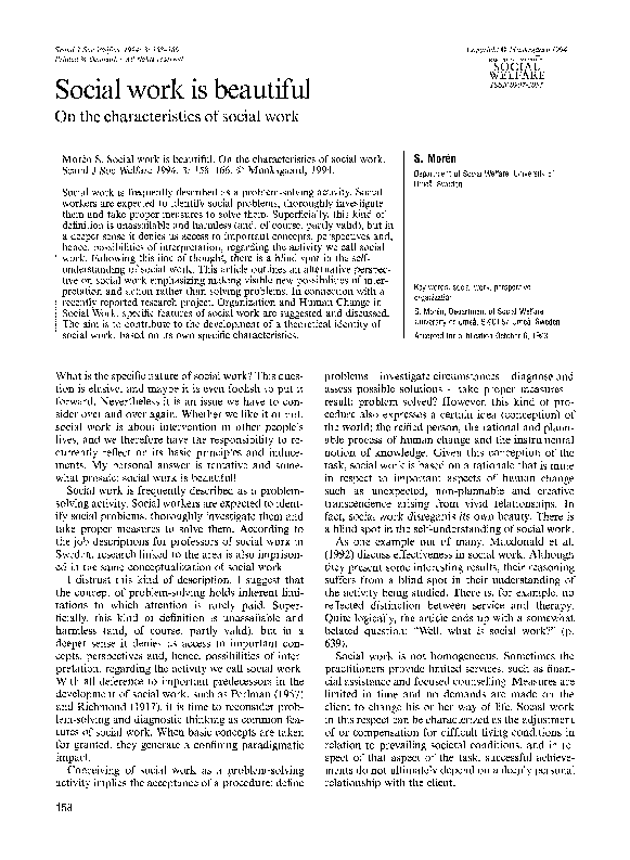 (PDF) Social work is beautiful On the characteristics of social work