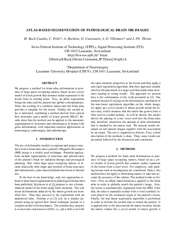 (PDF) Atlas-based segmentation of pathological brain MR images