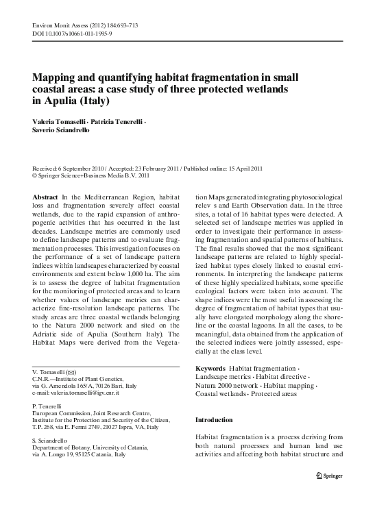 (PDF) Mapping and quantifying habitat fragmentation in small coastal ...
