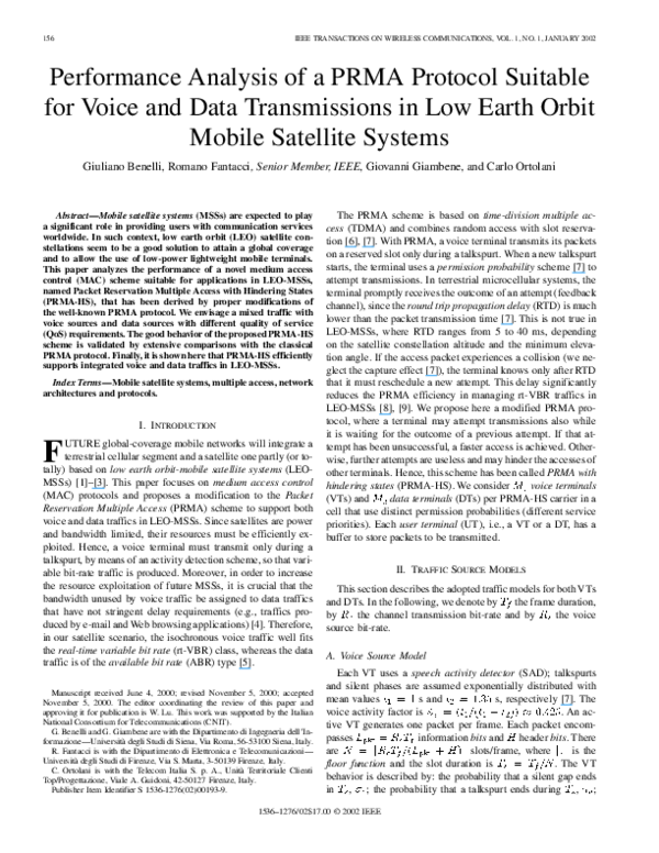 Pdf Performance Analysis Of A Prma Protocol Suitable For Voice And Data Transmissions In Low