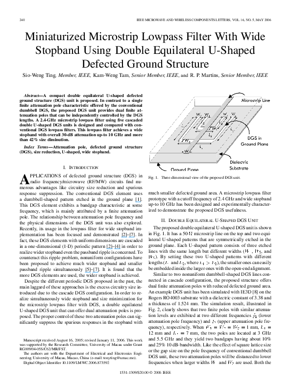 Pdf Miniaturized Microstrip Lowpass Filter With Wide Stopband Using Suspended Layers And