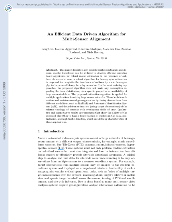 (PDF) An efficient data driven algorithm for multi-sensor alignment