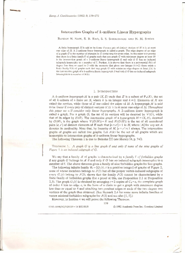 (PDF) Intersection Graphs of k-uniform Linear Hypergraphs