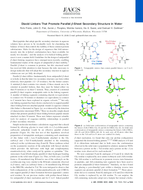 (PDF) Diacid Linkers That Promote Parallel β-Sheet Secondary Structure ...