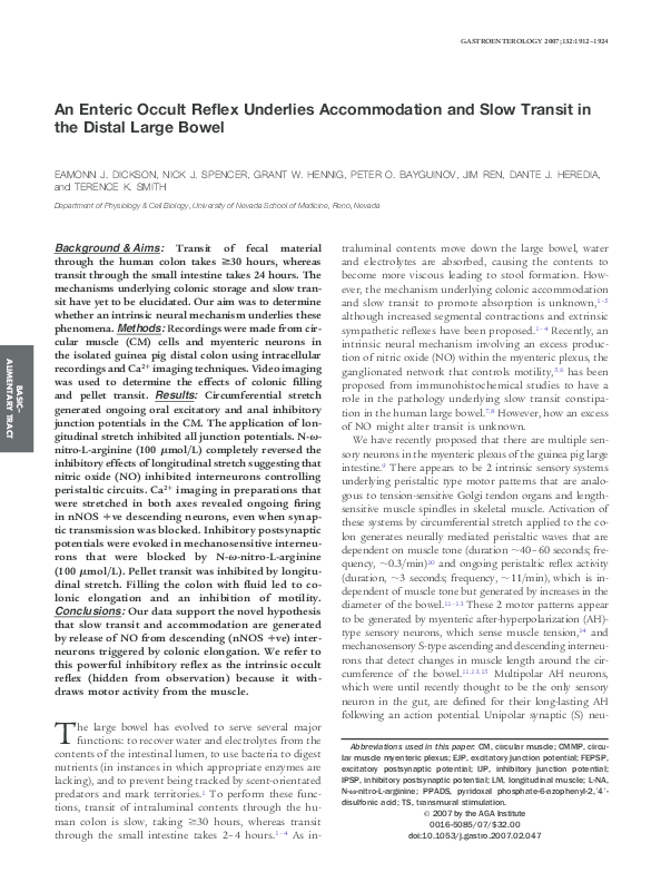 (PDF) An Enteric Occult Reflex Underlies Accommodation and Slow Transit ...