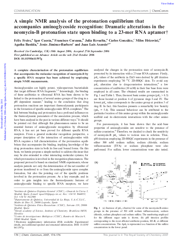(PDF) A simple NMR analysis of the protonation equilibrium that ...