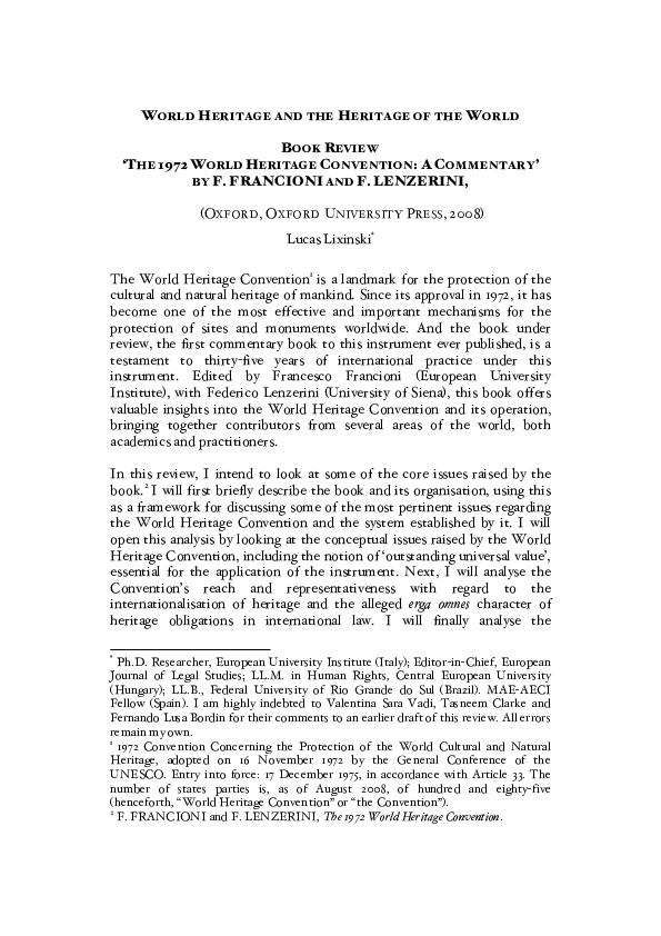 (PDF) THE 1972WORLD HERITAGE CONVENTION A COMMENTARY