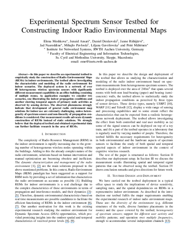 (PDF) Experimental spectrum sensor testbed for constructing indoor ...