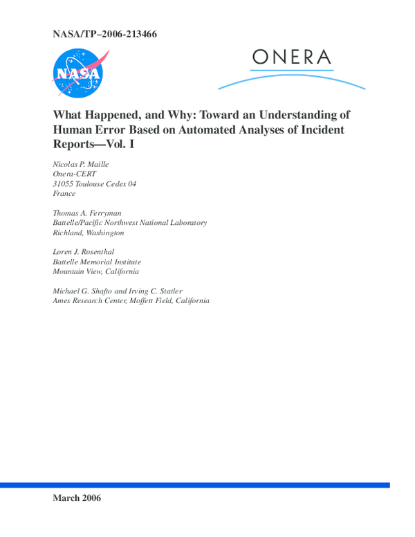 (PDF) NASA/TP–2006-213466 What Happened, and Why: Toward an ...