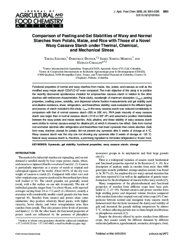 (PDF) Comparison of Pasting and Gel Stabilities of Waxy and Normal ...