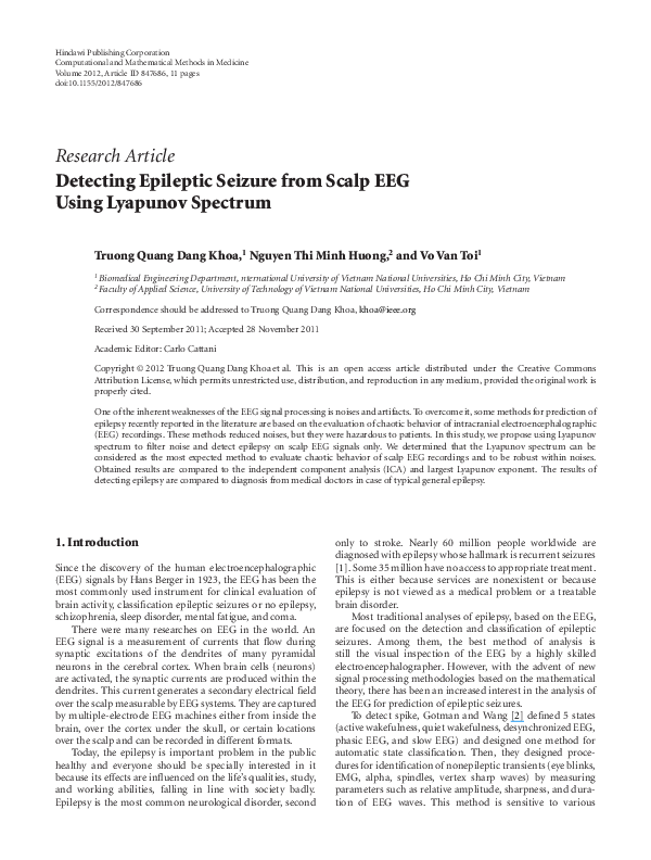 Pdf Detecting Epileptic Seizure From Scalp Eeg Using Lyapunov Spectrum