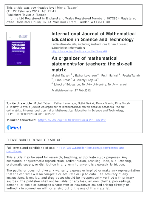 (PDF) An organizer of mathematical statements for teachers: the six ...