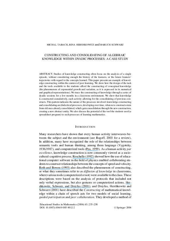 (PDF) Constructing and Consolidating of Algebraic Knowledge within ...