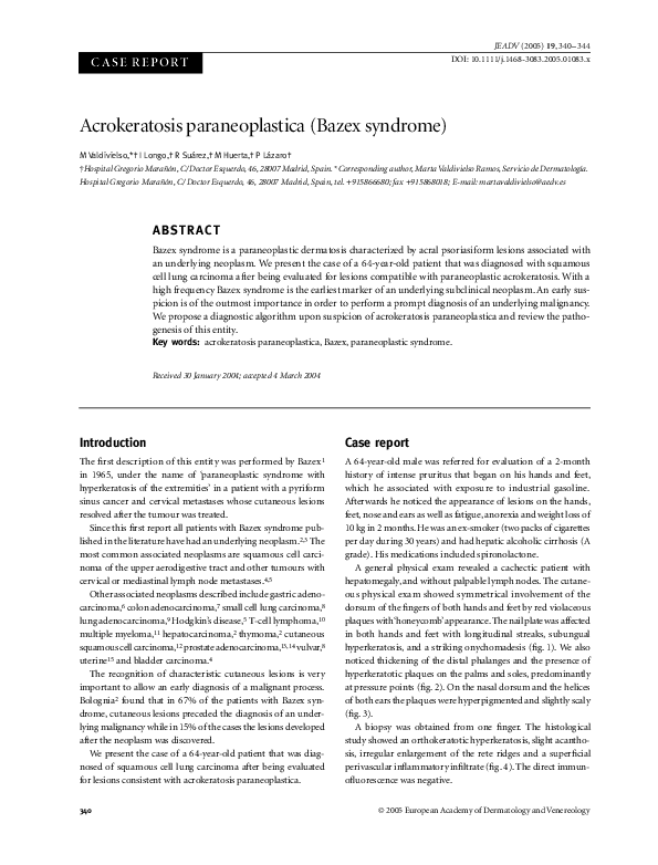 (PDF) Acrokeratosis paraneoplastica (Bazex syndrome