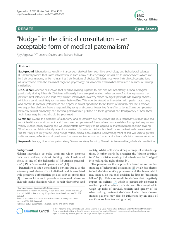 (PDF) Nudge" in the clinical consultation - an acceptable form of ...