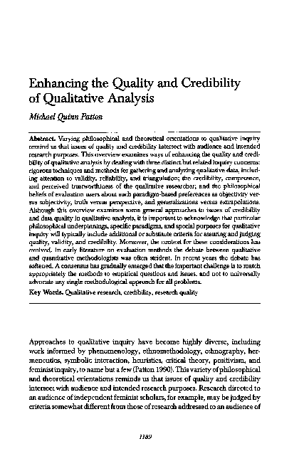 (PDF) Enhancing the Quality and Credibility of Qualitative Analysis ...