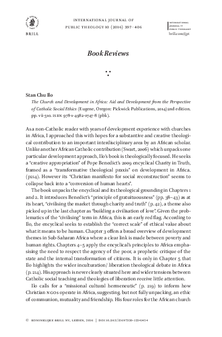 (PDF) Review of The Church and Development in Africa by Stan Chu Ilo ...