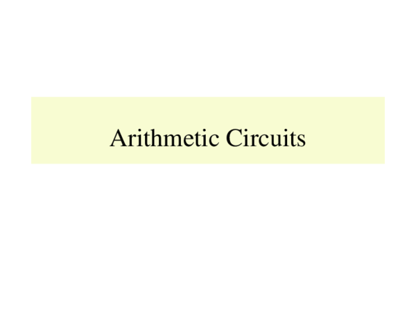 Pdf Arithmetic Circuits