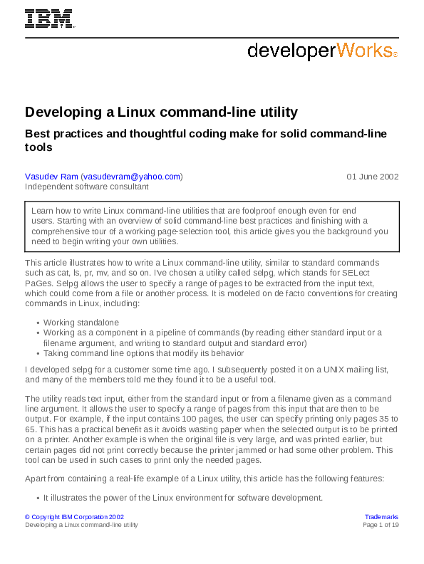 (PDF) Developing a Linux command-line utility