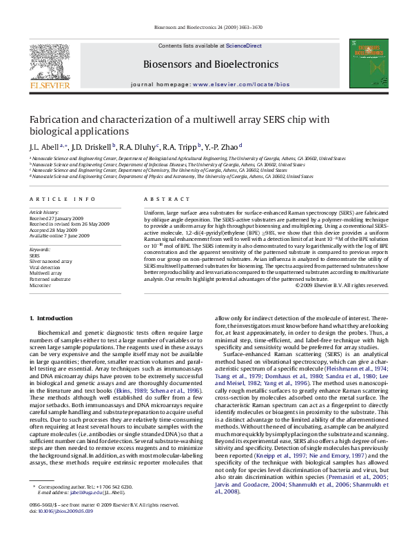 Pdf Fabrication And Characterization Of A Multiwell Array Sers Chip