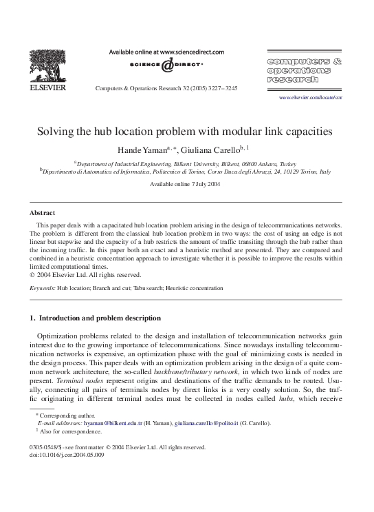Pdf Solving The Hub Location Problem With Modular Link Capacities