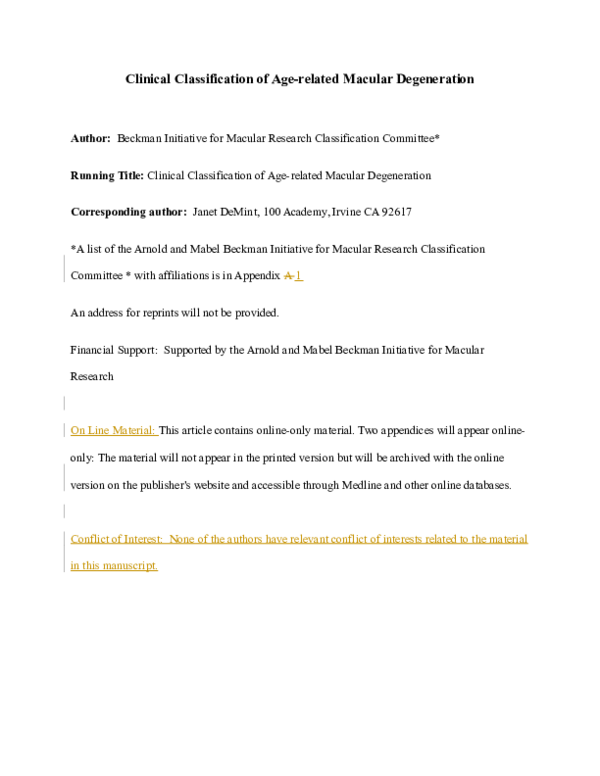 (DOC) Clinical Classification of Age-related Macular Degeneration