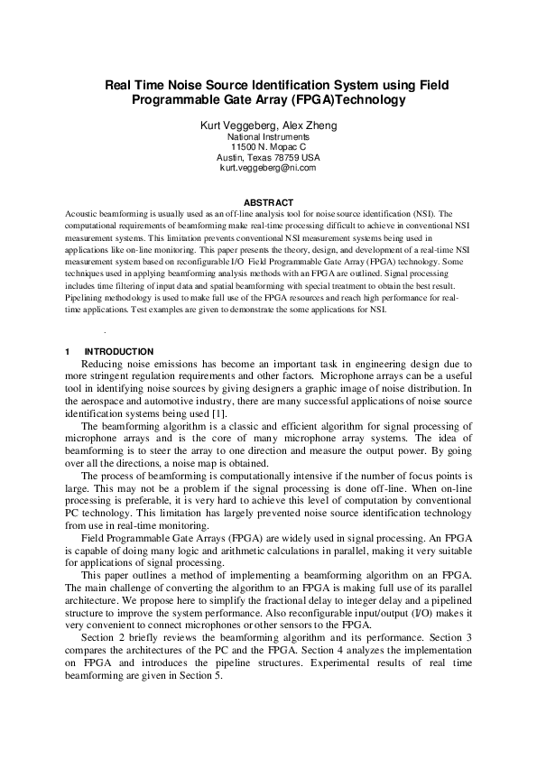 (PDF) Real-time noise source identification using field programmable gate array technology